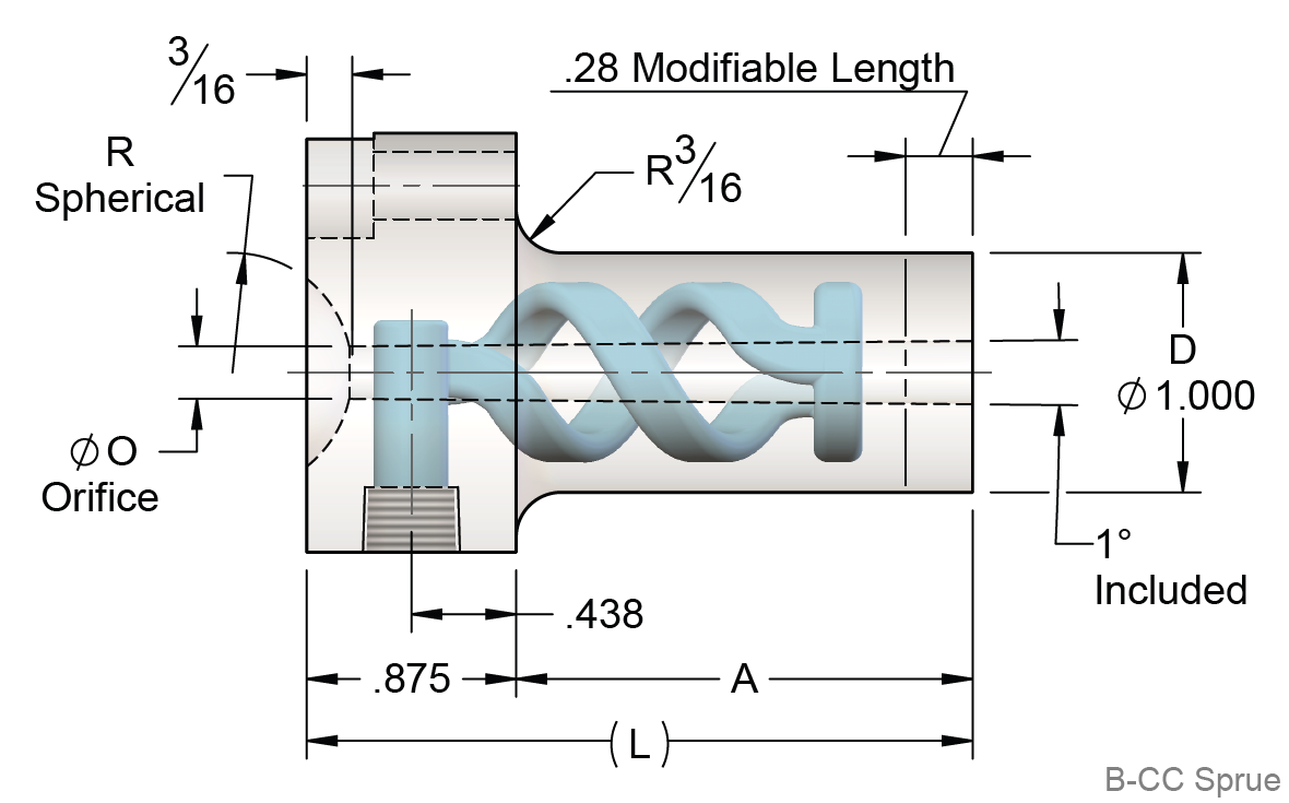 PCS Company - Conformal Cooled Sprue Bushing B Series - Dia 1"
