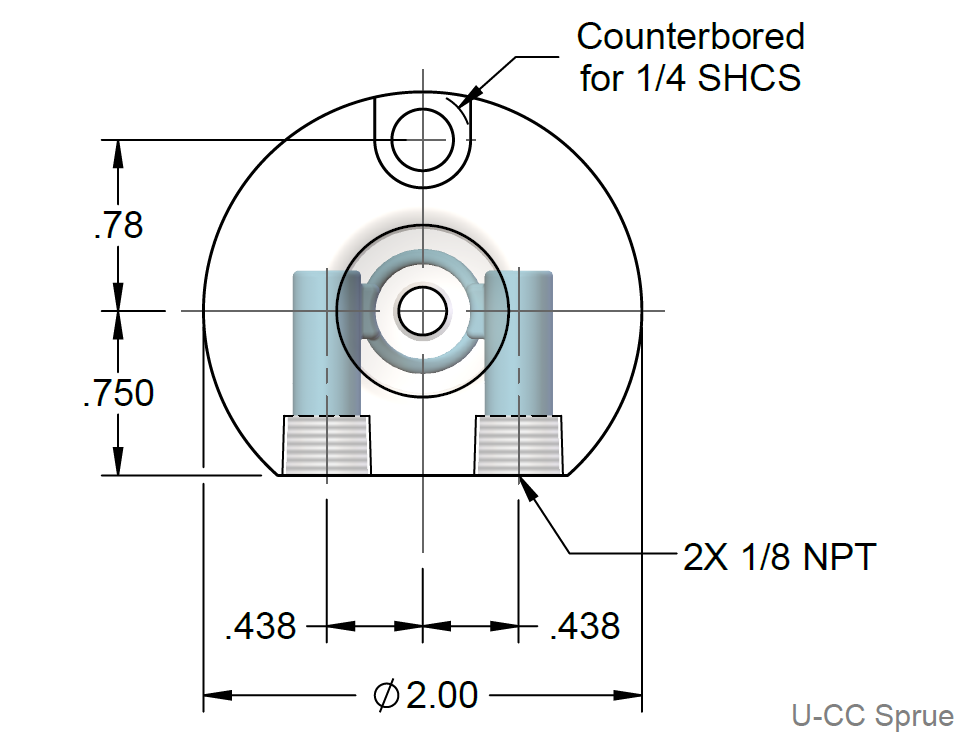 PCS Company - Conformal Cooled Sprue Bushing U Series - Dia 3/4"
