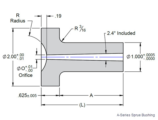 PCS Company - Sprue Bushing A Series - 1/2" Radius