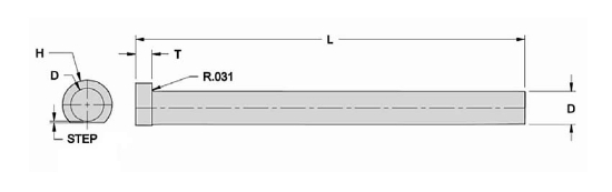 PCS Company - Hardened Throughout® Ejector Pins - D-Head